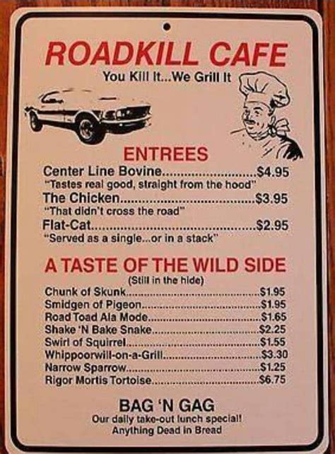 Road Kill Cafe Sign