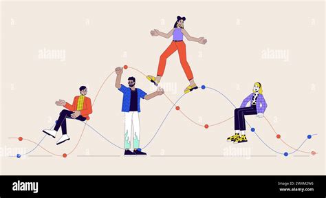 Trends Graph People 2d Linear Illustration Concept Stock Vector Image