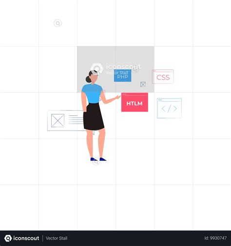 Girl Is Showing Html Php And Css Coding Animation Free Download Design And Development