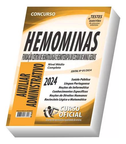 Apostila Hemominas Auxiliar Administrativo Parcelamento Sem Juros