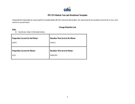 Psy Module Two Lab Worksheet Template Psy Module Two Lab Worksheet Template Complete