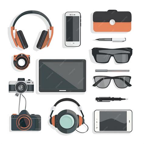 Premium Vector A Collection Of Electronic Devices Including A Camera