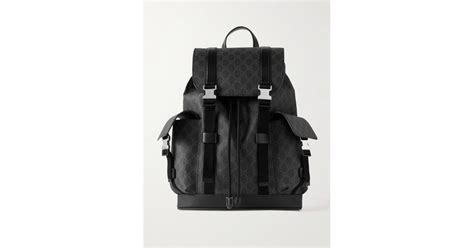 Gucci Leather Trimmed Monogrammed Supreme Coated Canvas Backpack In
