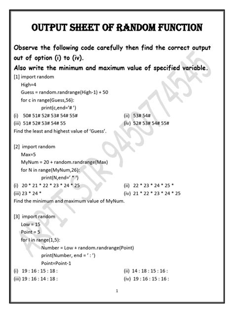 23 Random Function Sheet Pdf Computer Programming Applied Mathematics