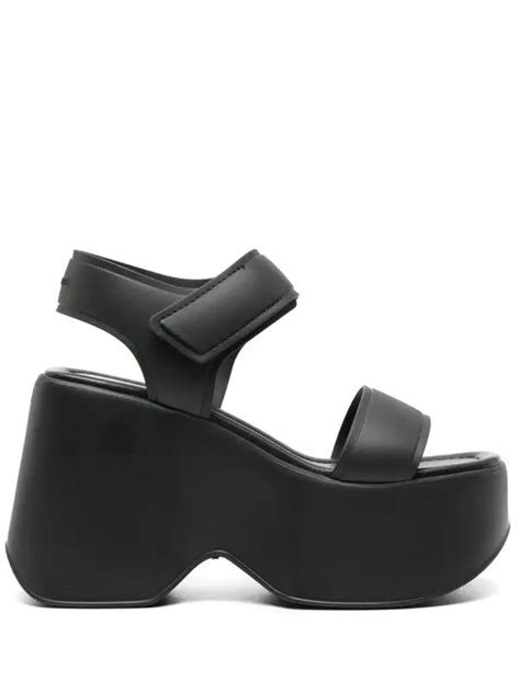 Vic Matie Rubby Platform Wedge Sandals Black Editorialist