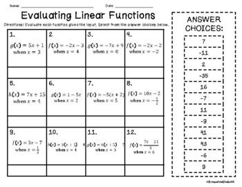 Evaluating Linear Functions Activity By The Magical Math Teacher