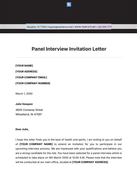 Free Panel Interview Invitation Letter Template To Edit Online
