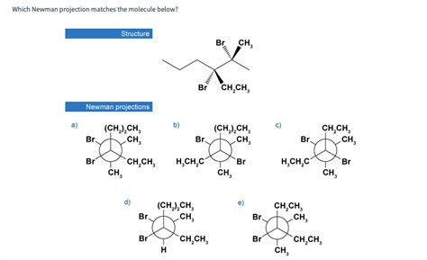 Solved Which Newman Projection Matches The Molecule