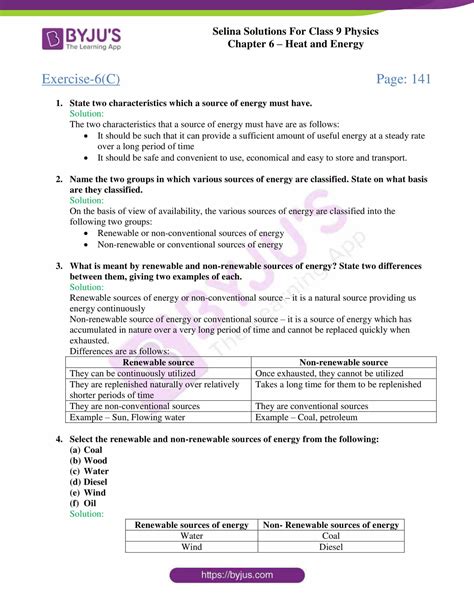 Selina Solutions Class 9 Concise Physics Chapter 6 Heat And Energy Download Free PDF