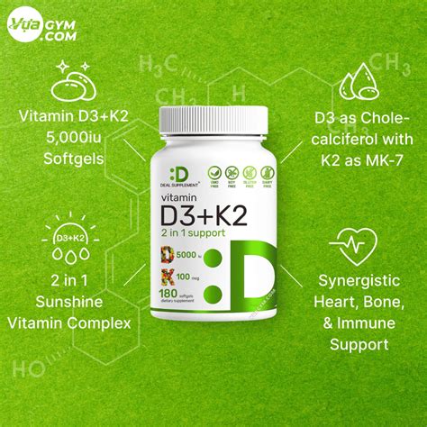 Deal Supplement Vitamin D3 5000iu K2 100mcg 180 Viên