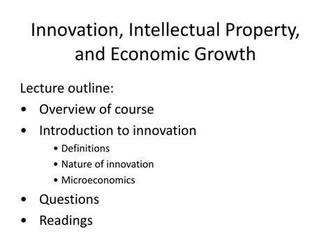 Ppt Innovation Intellectual Property And Economic Growth Powerpoint