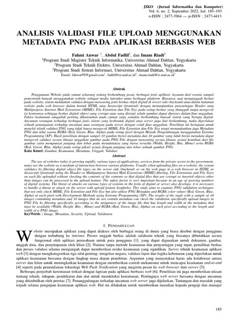 Analisis Validasi File Upload Menggunakan Metadata Pdf