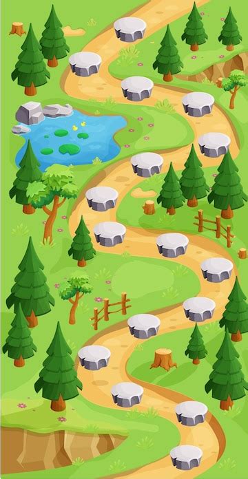 Premium Vector Game Map Forest Gui Background Template In Cartoon