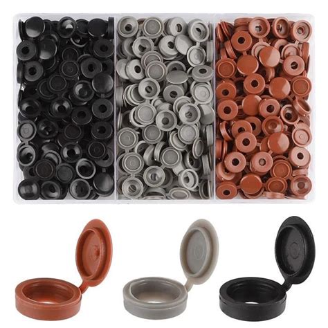 Rybtd Cache Vis en Plastique Marron Gris Noir 240 Pièces Capuchons de