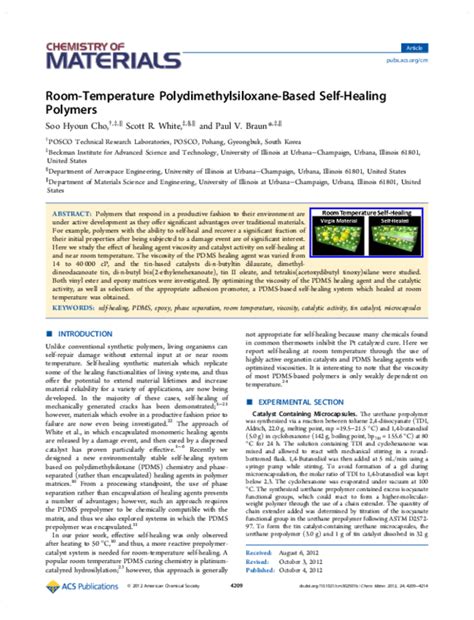 Pdf Room Temperature Pdms Based Self Healing Polymers 2012