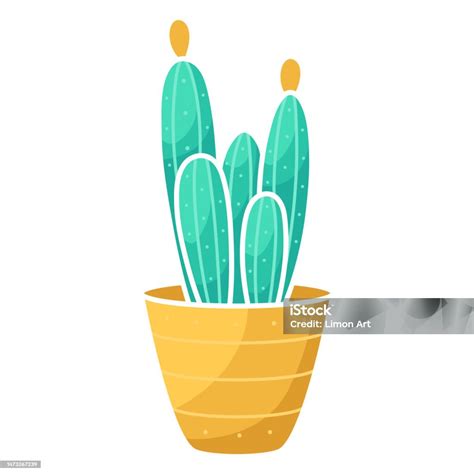 아름 다운 피는 선인장입니다 냄비에 실내 식물입니다 스티커 디자인 종자 포장 꽃집 로고에 대 한 간단한 최소한의 평면 그림 인쇄물을위한 아름다운 클립 아트 0명에 대한 스톡