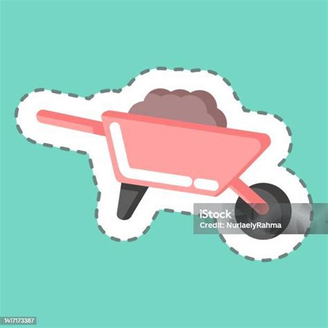 스티커 라인 컷 수레 정원 기호에 적합합니다 편집 가능한 간단한 디자인 디자인 템플릿 벡터 간단한 그림 3차원 형태에 대한 스톡 벡터 아트 및 기타 이미지 Istock