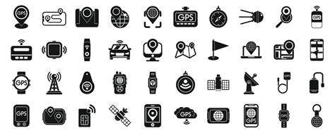 Gps Tracker Icons Set Simple Vector Car Geolocation App 40270210
