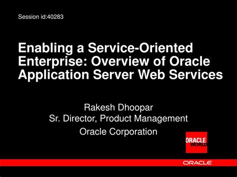 Ppt Enabling A Service Oriented Enterprise Overview Of Oracle Application Server Web Services