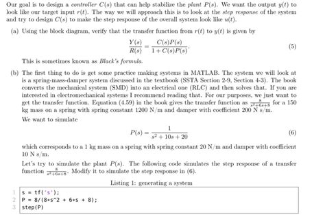 Solved Problem PID Feedback Control This Problem Is Chegg