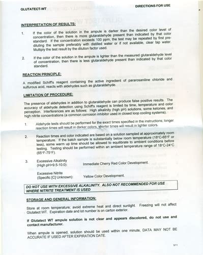 Glutaraldehyde Test Kit