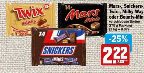 Mars Snickers Twix Milky Way Oder Bountry Minis Angebot Bei Hit 1prospekte De