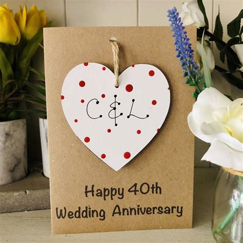 Personalised 40th Anniversary Card Ruby Wedding By Craft Heaven Designs