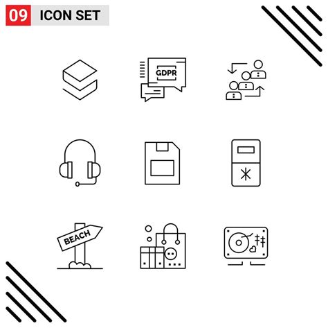 User Interface Pack Of 9 Basic Outlines Of Card Headset Advancement