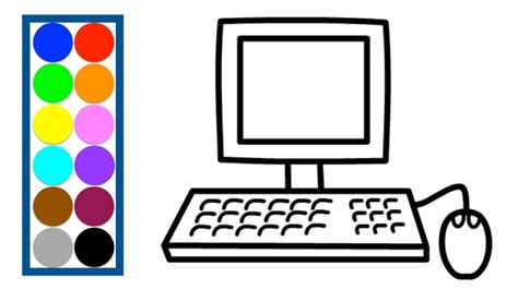 Раскраска для детей КОМПЬЮТЕР Мультик Раскраска Учим цвета Youtube