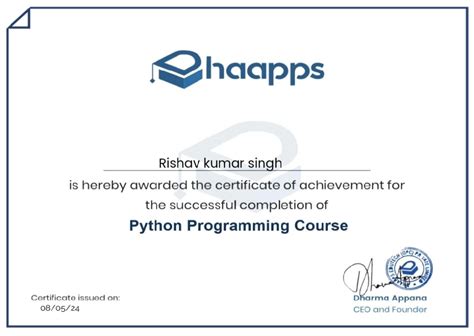 Rishav Kumar Singh On Linkedin Achievement Completed Python Programming Course 💻