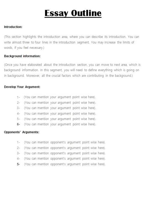 Essay Outline Examples 8 Free Xlsx Docs And Pdf Formats Samples