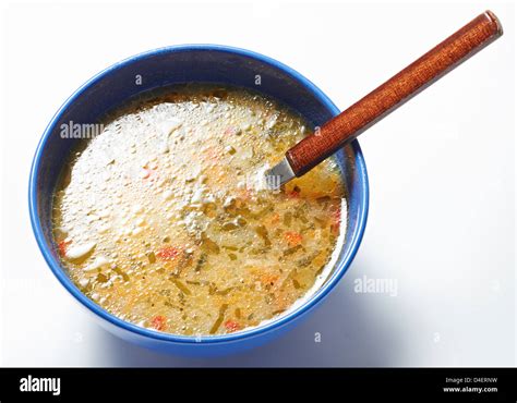 Potato Soup In Blue Cup Delisious Vegetarian Food From Estern Europe Stock Photo Alamy