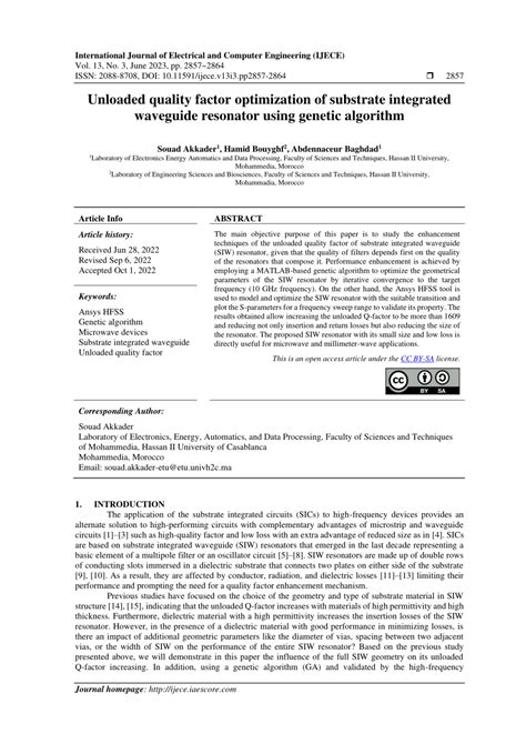 Pdf Unloaded Quality Factor Optimization Of Substrate Integrated