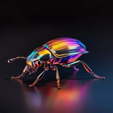 Premium Ai Image A Rainbow Colored Beetle Is On A Black Background