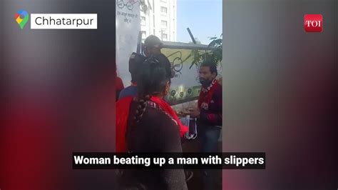 Woman Thrashes A Man With Slippers For Asking Her To Wear A Mask