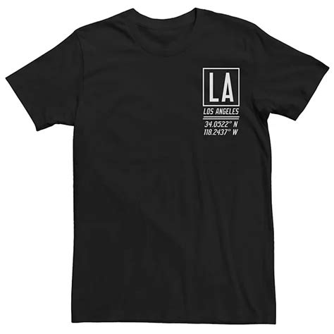 Mens Los Angeles La Left Chest Coordinates Tee