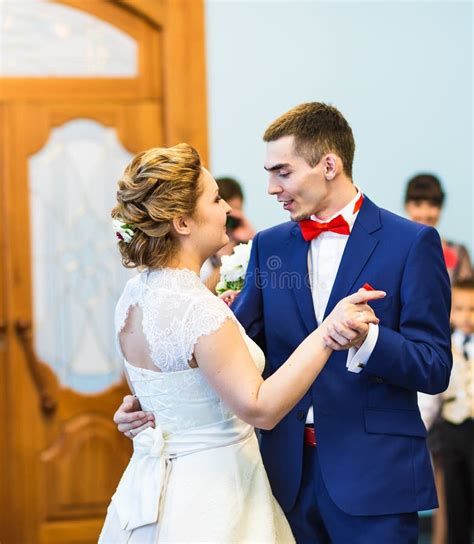 Bride And Groom Dancing The First Dance At The Wedding Ceremony Stock