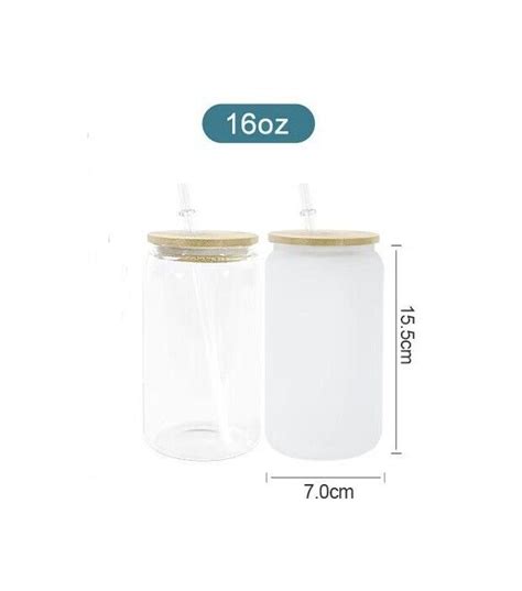 16oz Sublimation Clear Glass Libbey Bamboo Lid Wholesale Blank Supplies
