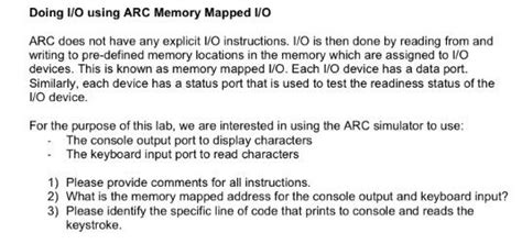 Solved Doing I O Using ARC Memory Mapped I O ARC Does Not Chegg