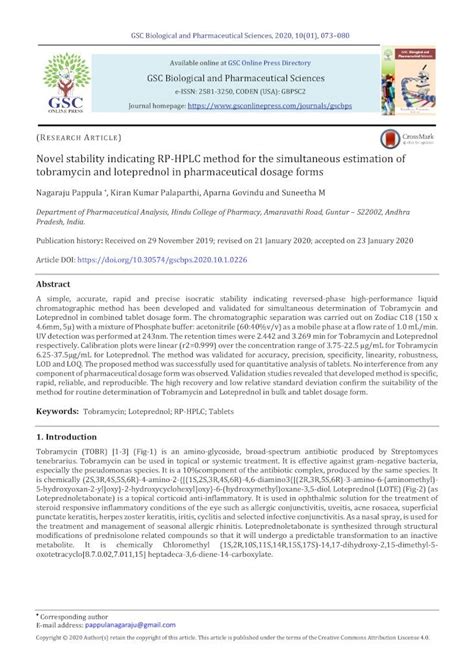 Pdf Novel Stability Indicating Rp Hplc Method For The Novel Stability Indicating Rp Hplc