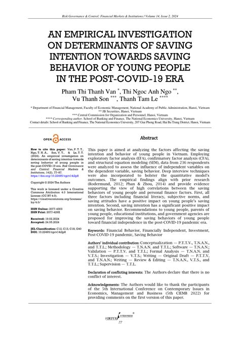 Pdf An Empirical Investigation On Determinants Of Saving Intention