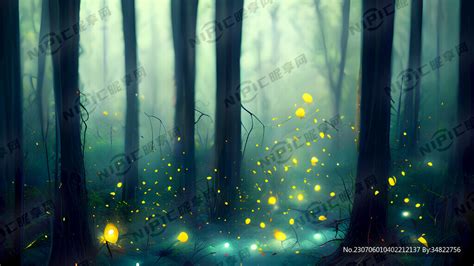 Ai创作图萤火虫森林 昵图网