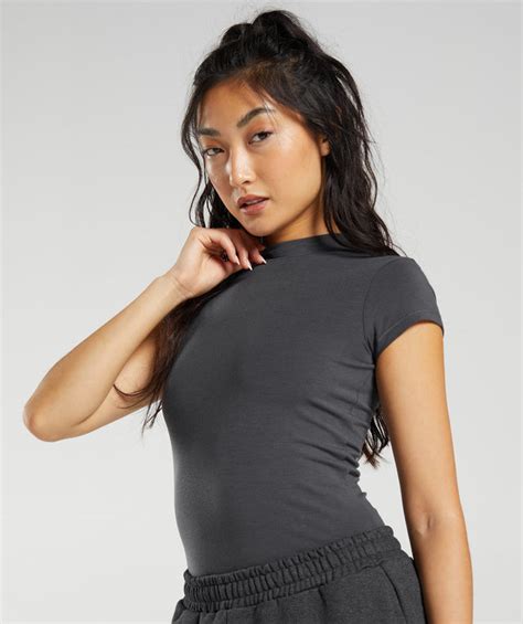Gymshark Jersey Body Fit T Shirt Onyx Grey Gymshark