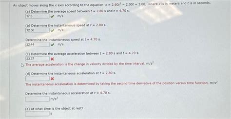 solved in object moves along the x axis according to the