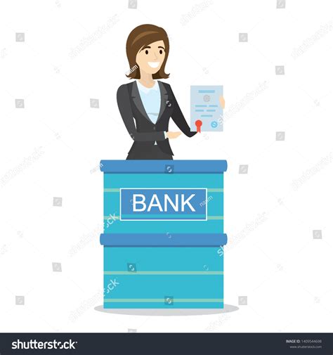 Woman Bank Worker Help Desk Bank Stock Vector Royalty Free 1409544698