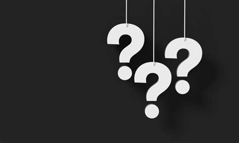 Premium Photo Faq Concept Three Question Marks White Hanging On Black