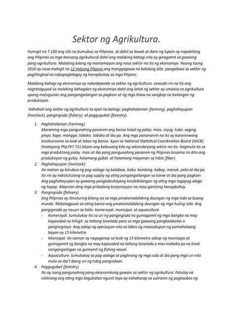 Sektor Ng Agrikultura Pdf