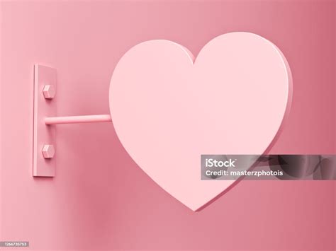 핑크 파스텔 컬러 하트 셰이프 사이니지 모의 또는 그림자가 있는 핑크 월의 빈 하트 간판 0명에 대한 스톡 사진 및 기타 이미지 0명 3차원 형태 간판 Istock