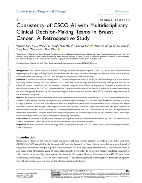 Pdf Consistency Of Csco Ai With Multidisciplinary Clinical Decision