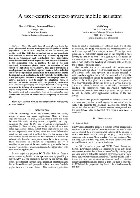 Pdf A User Centric Context Aware Mobile Assistant